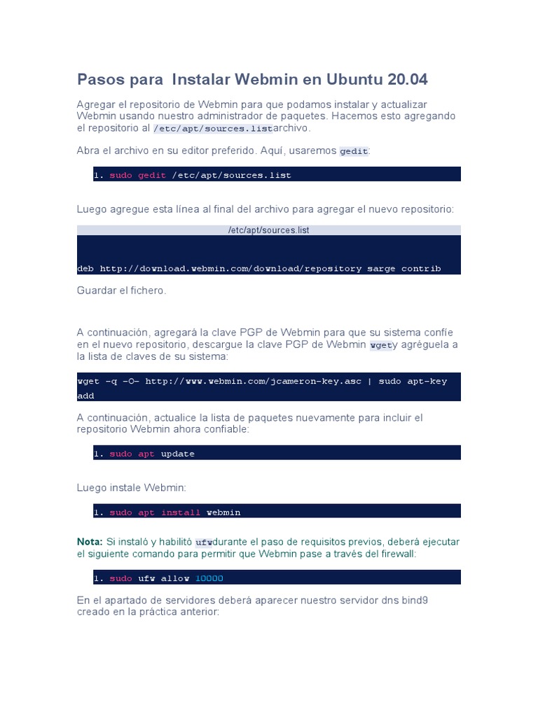 Webmin Instalación | PDF