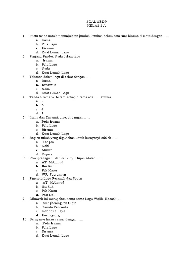Soal SBDP | PDF | Seni