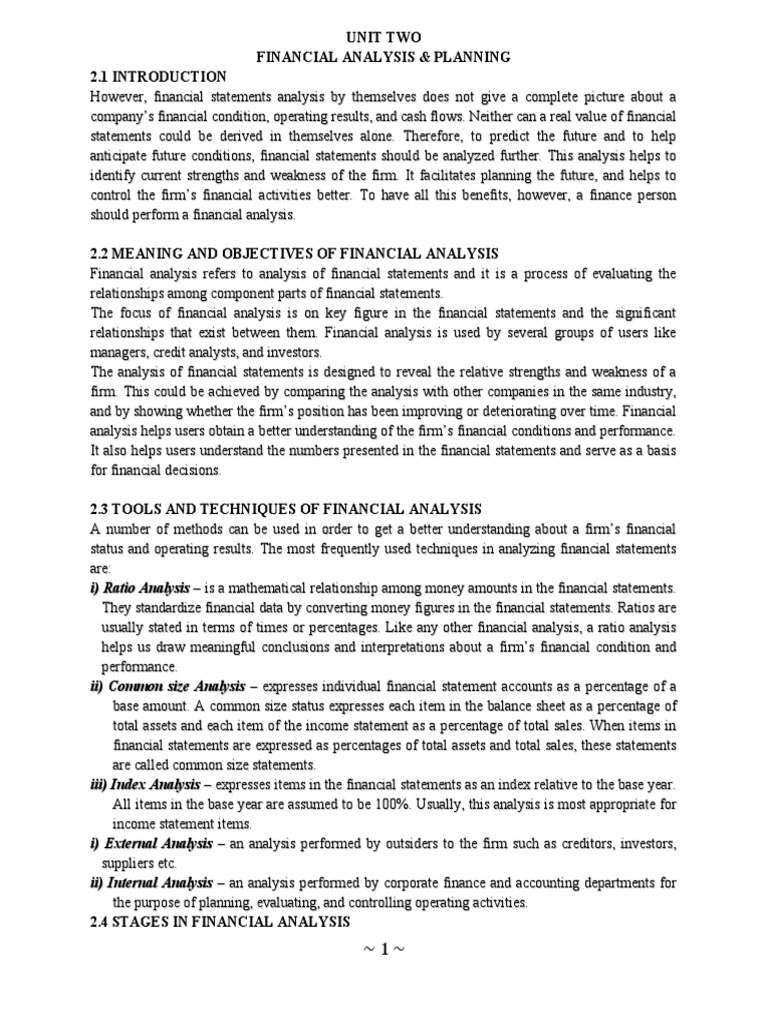 Unit 2 Financial Analysis | PDF | Dividend | Financial Statement Analysis