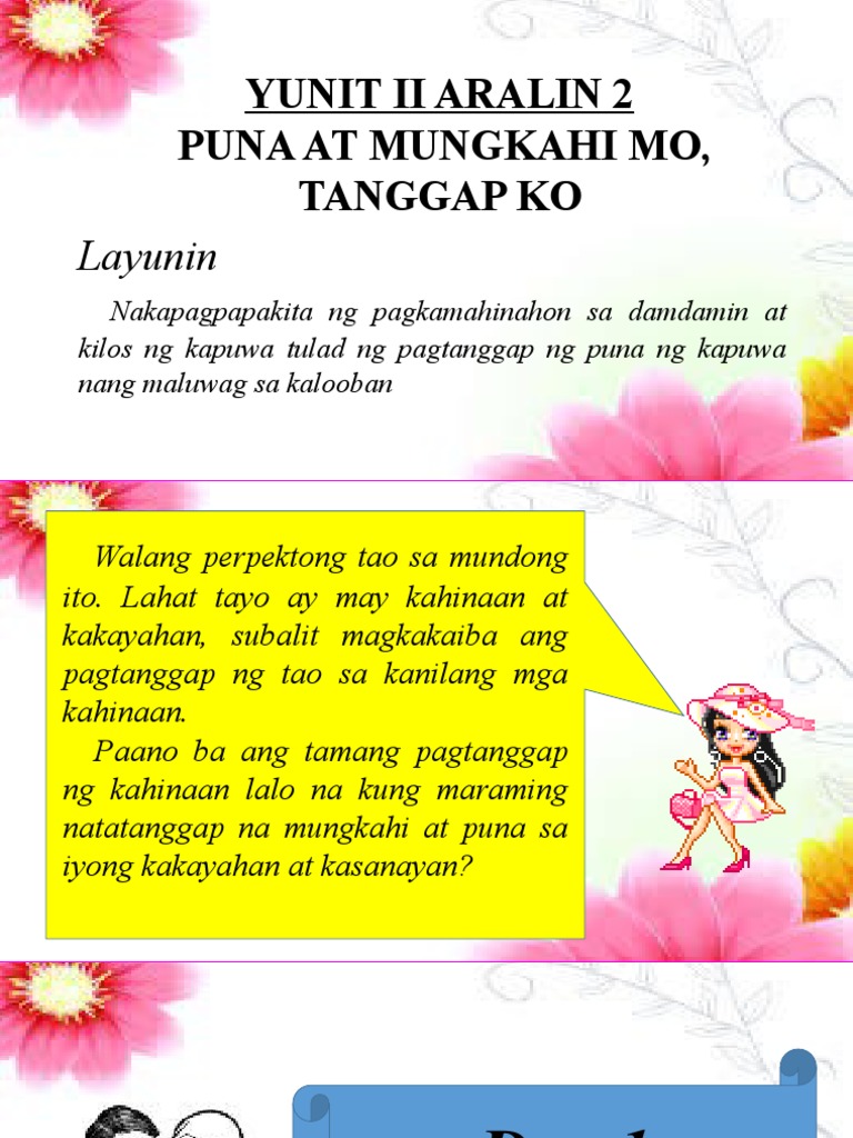 ESP4 Yunit2 ARALIN 2 Puna at Mungkahi Mo, Tanggap Ko | PDF