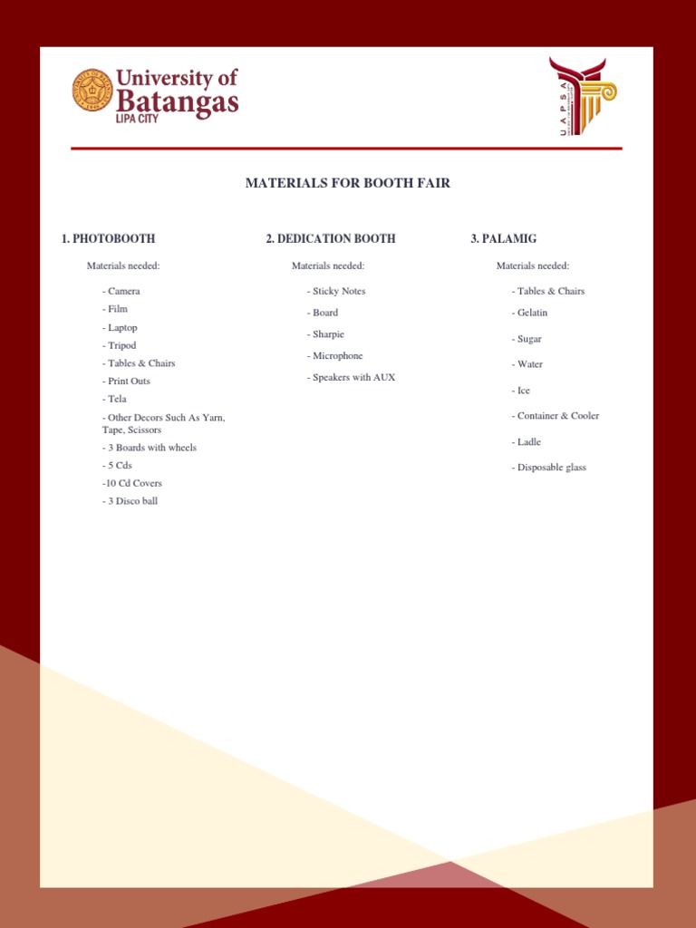 Uapsa-Ubl Materials For Booth Fair | PDF