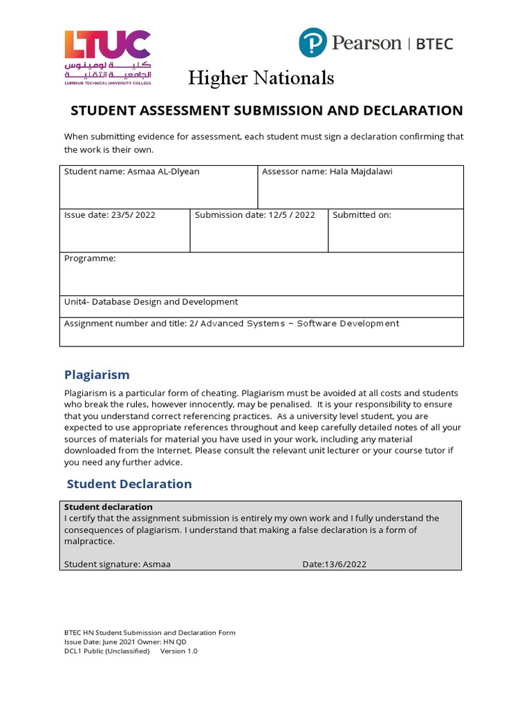 Student - Assessment - Submission - and - Declaration e | PDF