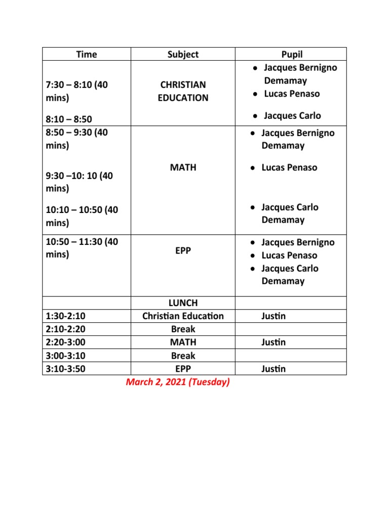 Third Quarter Exam Schedule | PDF