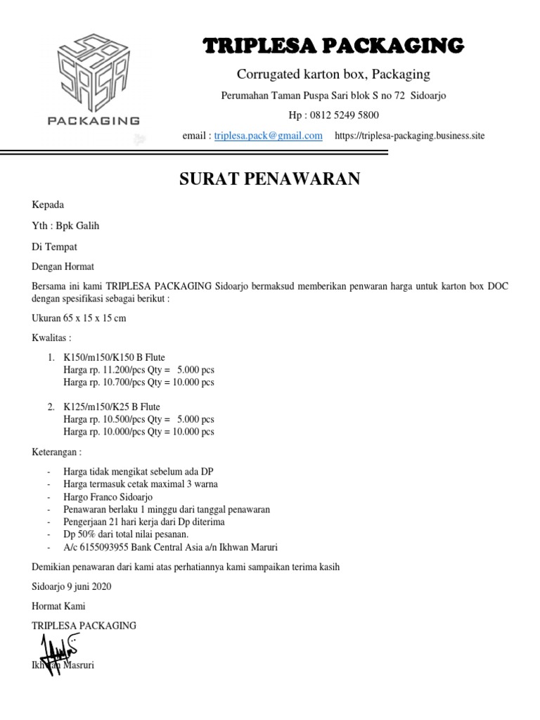 Keluk Penawaran Box | PDF