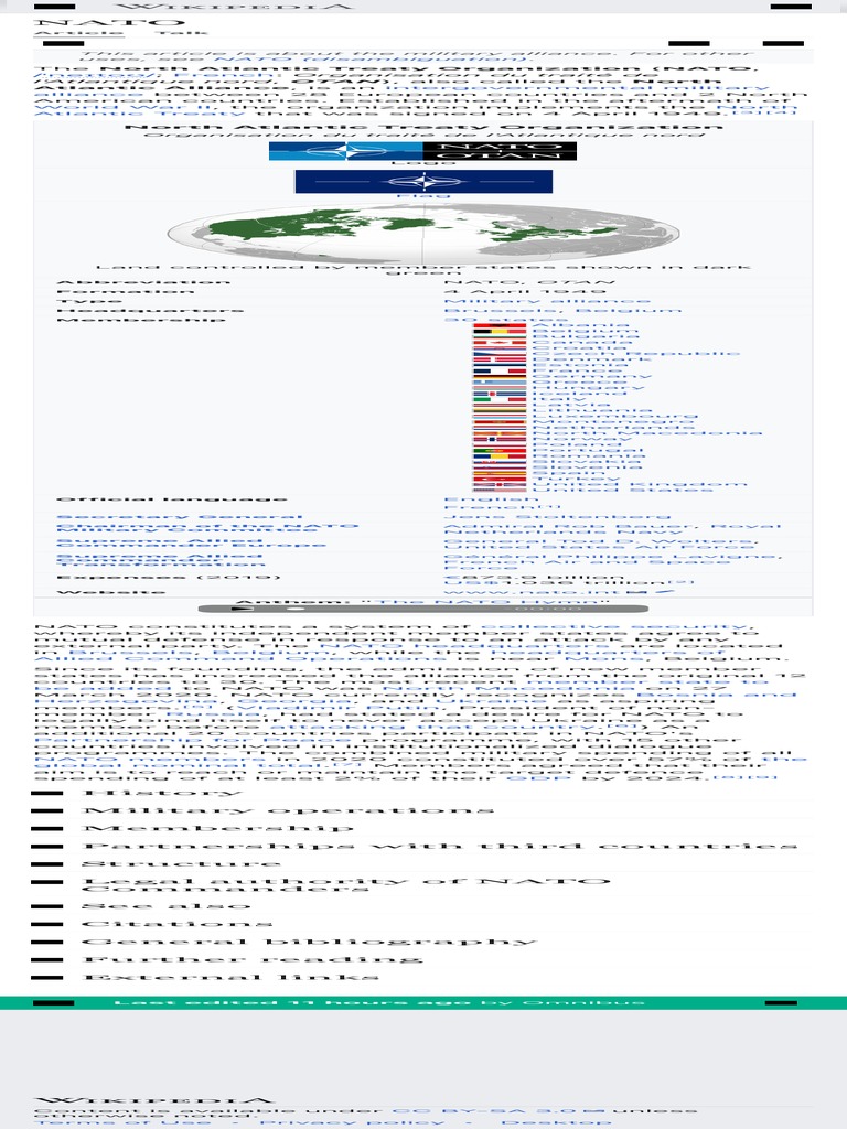 NATO - Wikipedia | PDF | Nato | International Relations