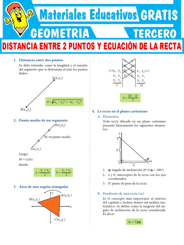 Ecuaciones de rectas y distancias entre puntos | PDF | Línea (geometría ...