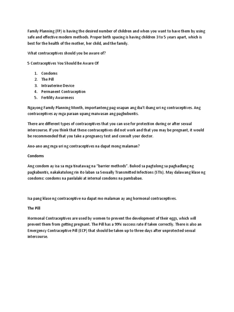 Family Planning Pdf Birth Control Family Planning