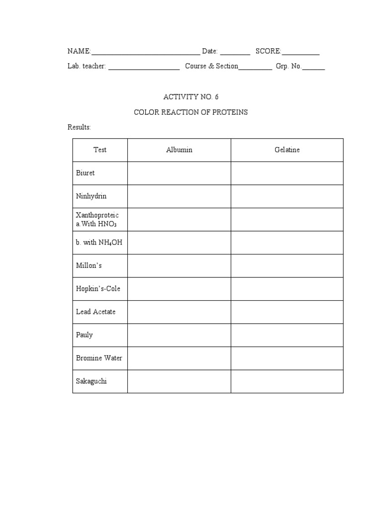 Data Sheet-Act 5 Protein | PDF | Proteins | Biochemistry
