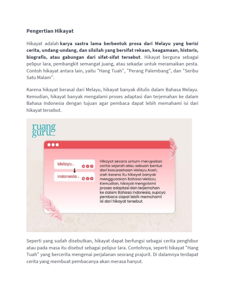 Panduan Lengkap Tentang Hikayat | PDF | Sejarah