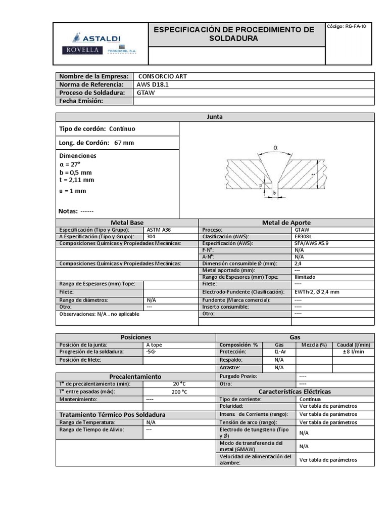 Anexo 1 - Procedimientos de Soldadura | PDF | Soldadura | Construcción