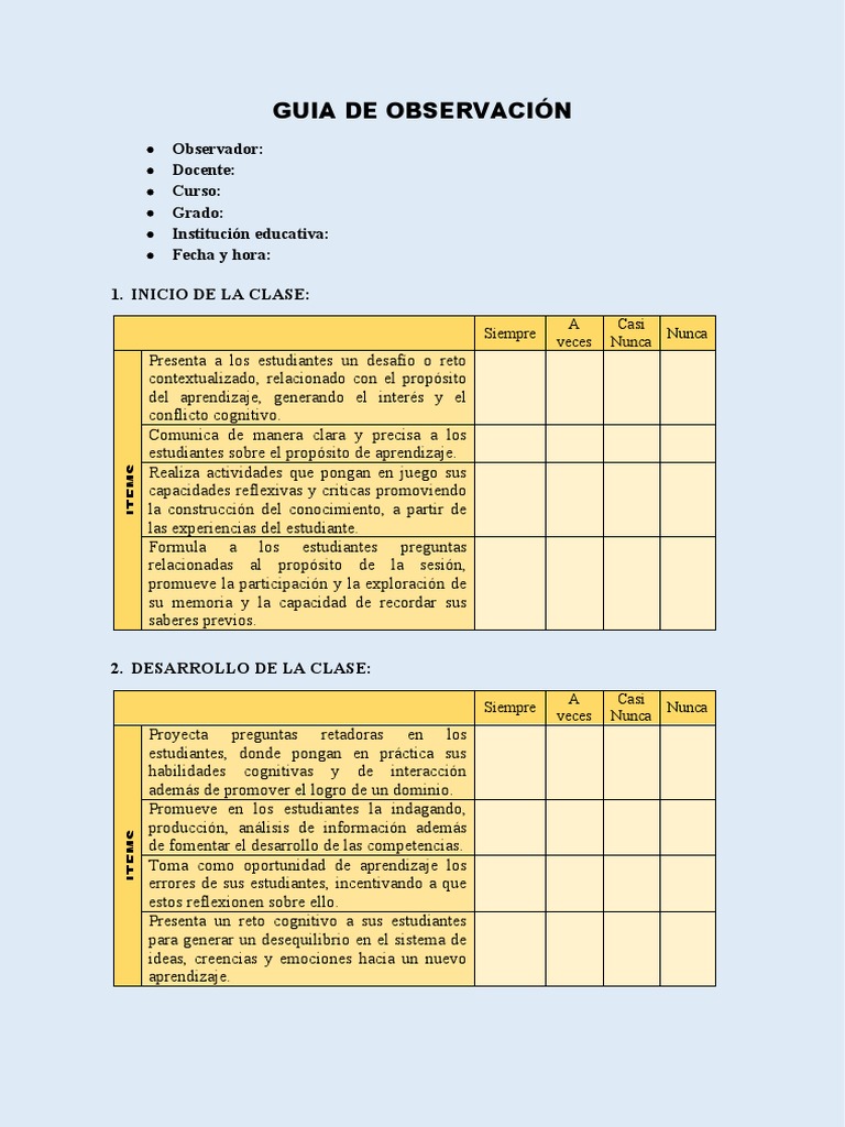 Guia de Observación | PDF | Aprendizaje | Cognición