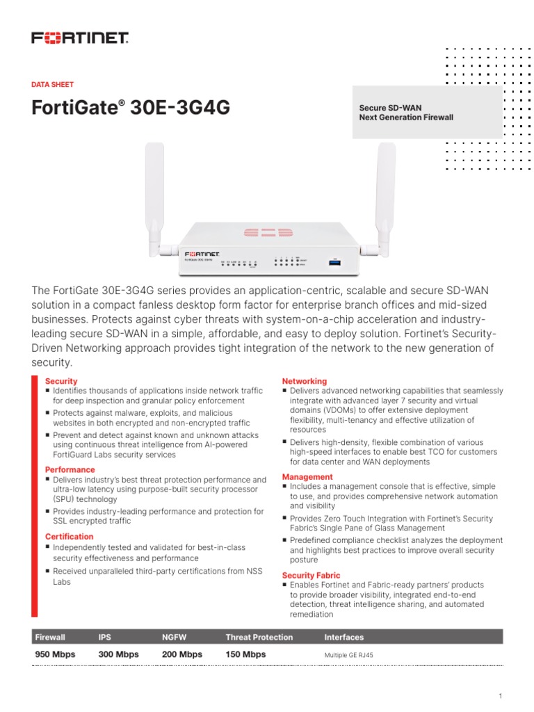 FortiGate FortiWiFi 30E 3G4G | PDF | Security | Computer Security