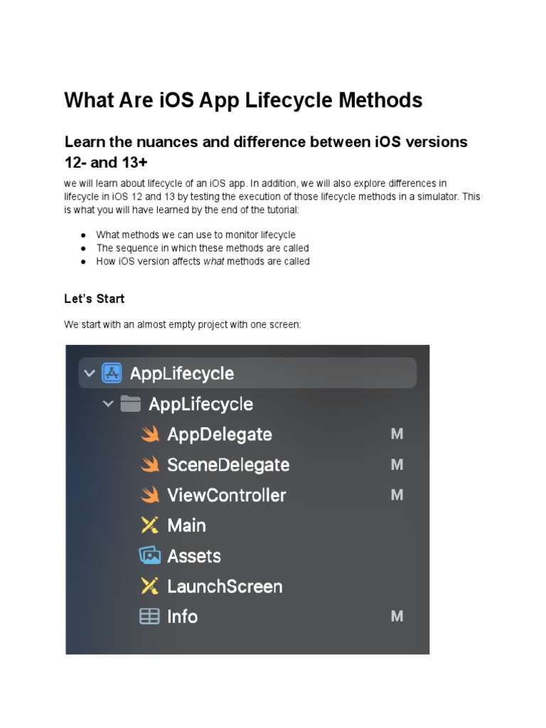 What Are iOS App Lifecycle Methods | PDF | Ios | Mobile App