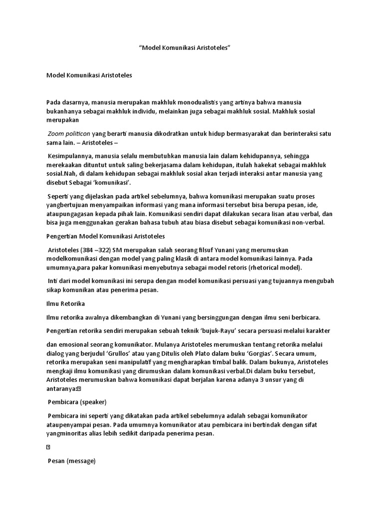 Artikel MK. Teori Komunikasi Kel. IV | PDF