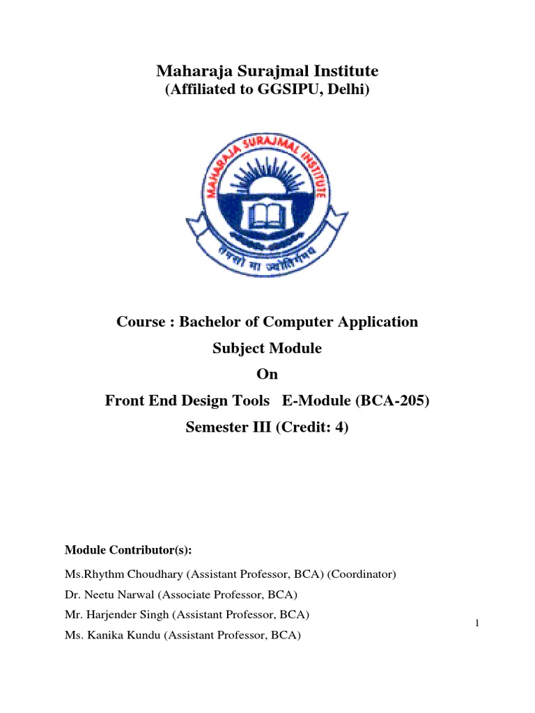 Front End Design Tools E-Module - Code-205 - BCA - Sem. III | PDF | Data Type | Library (Computing)