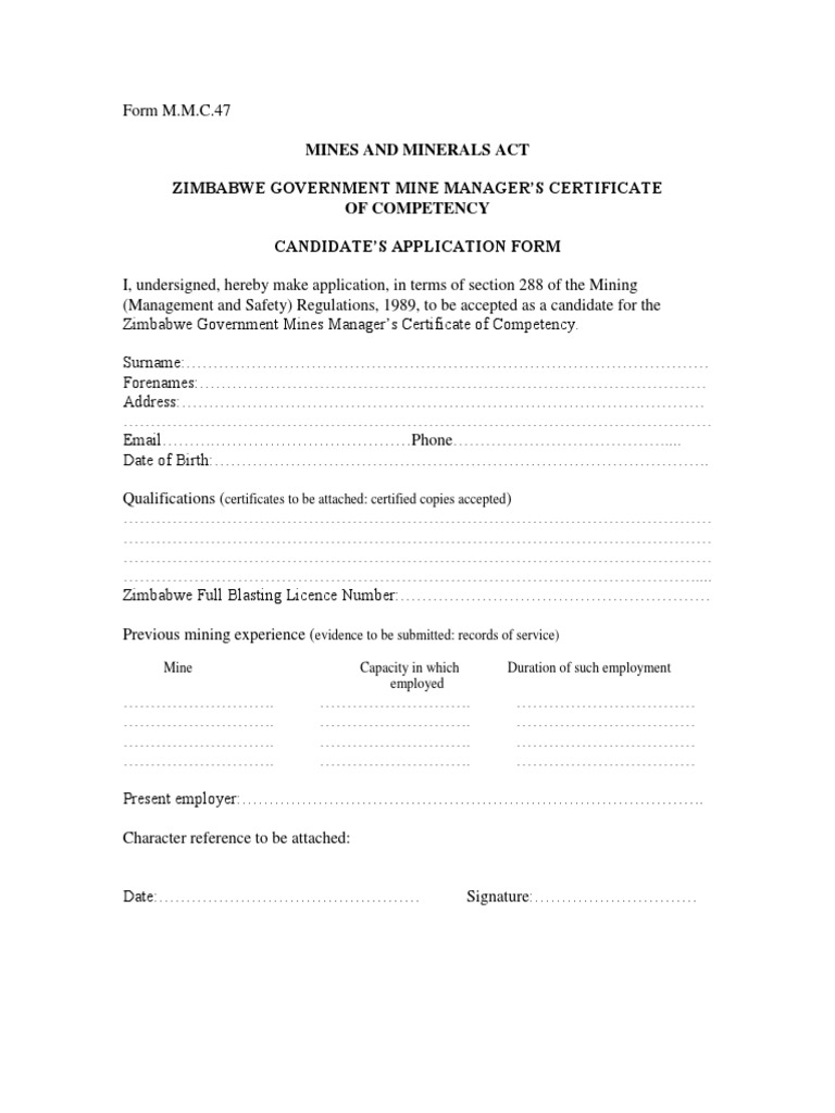Mine Managers Certificate of Competency | PDF