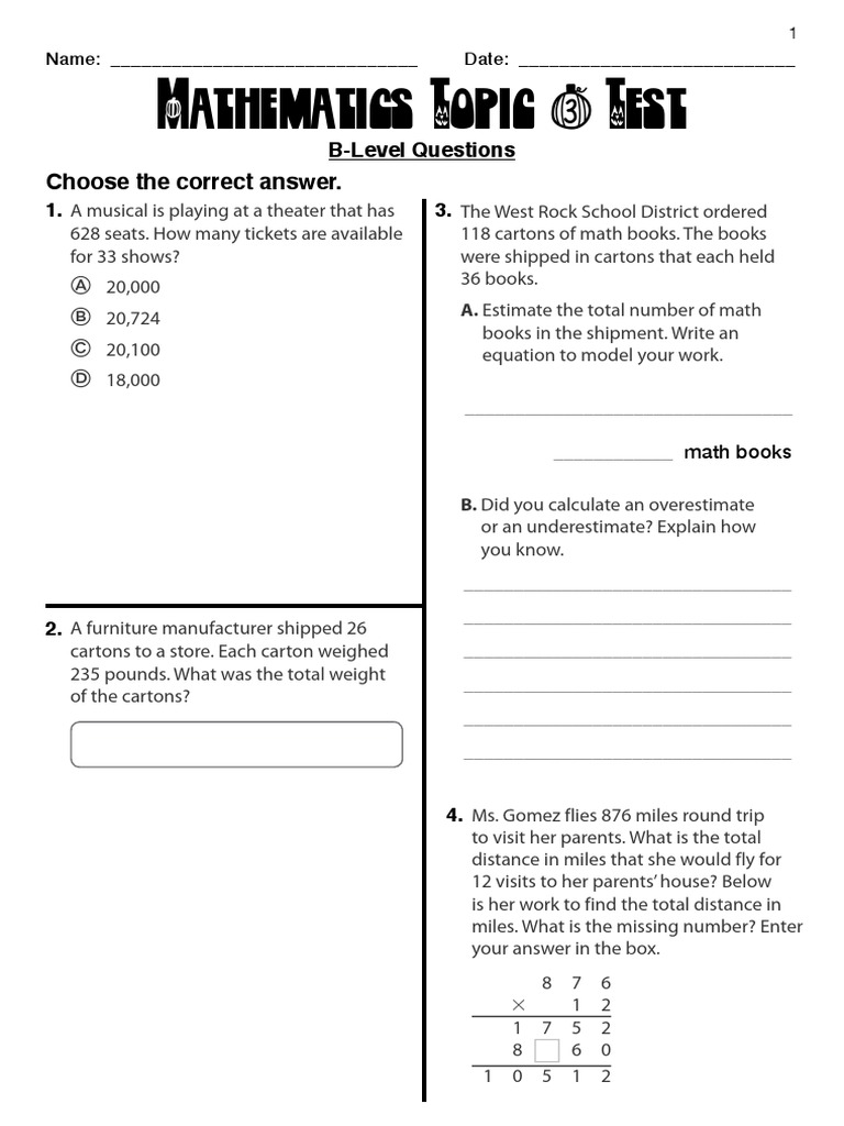 Topic 3 Test | PDF | Mathematics