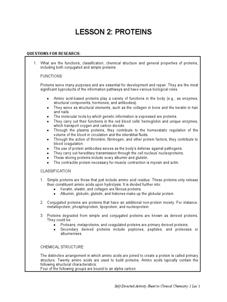 Clinical Chemistry - Proteins | PDF | Proteins | Denaturation ...