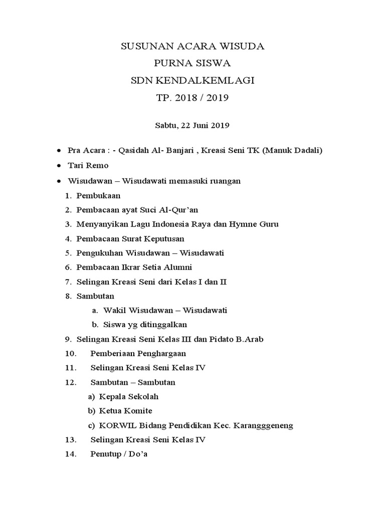 Susunan Acara Wisuda | PDF