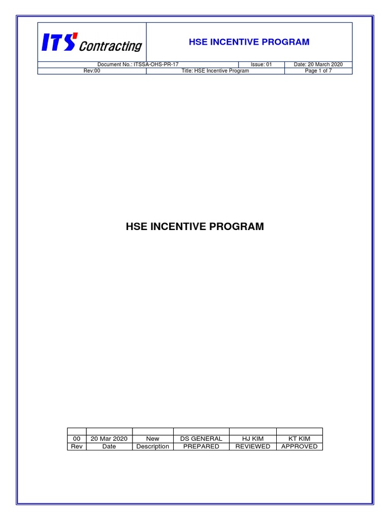 HSE Incentive Program | Download Free PDF | Employment | Incentive