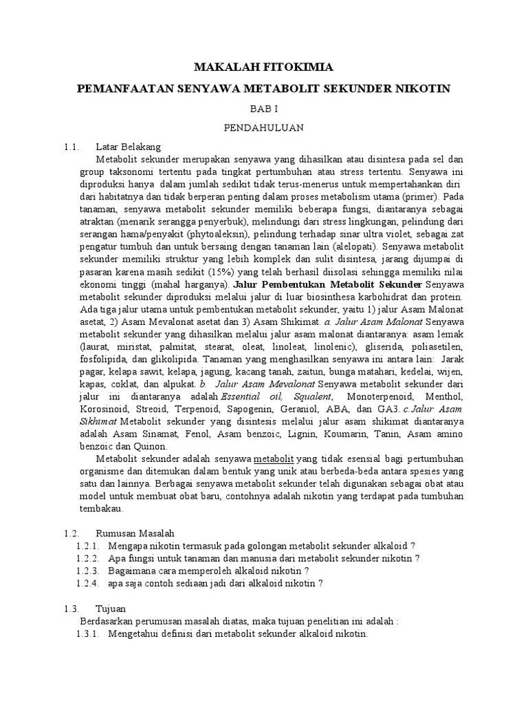 Makalah Fitokimia - Nikotin | PDF