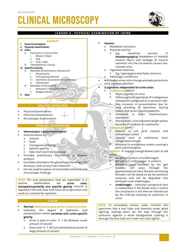 3 - Physical Examination of Urine | PDF | Urine | Urinary System