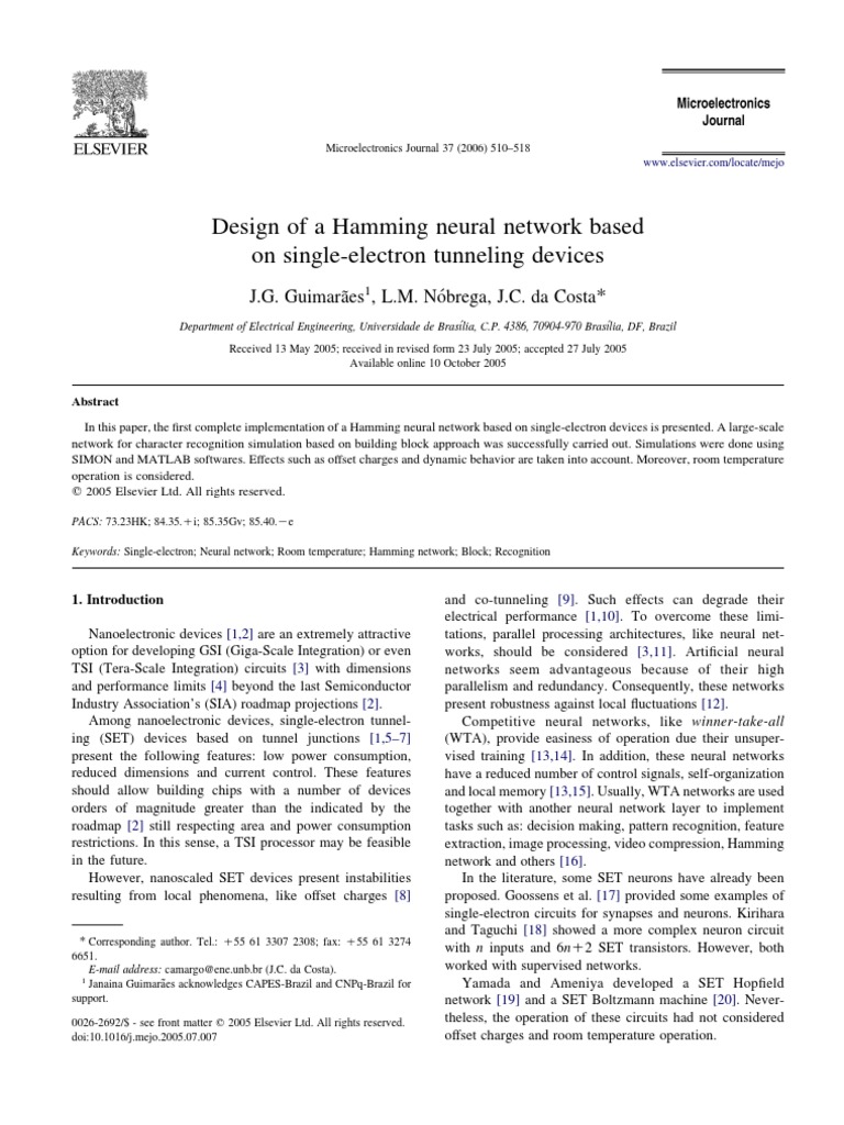 Design of A Hamming Neural Network Based | PDF | Artificial Neural ...