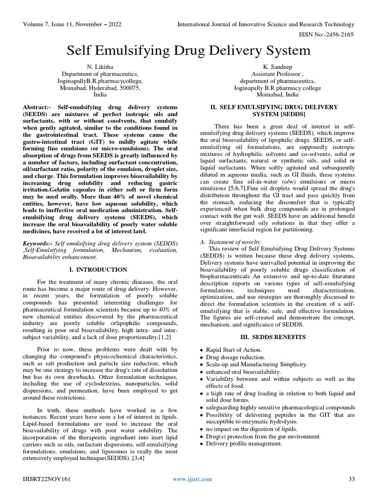 Self Emulsifying Drug Delivery System Pdf