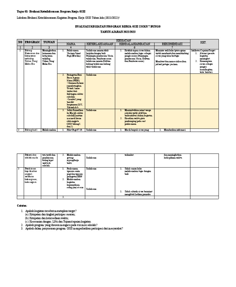 LK 01 Penyusunan Program Kerja OSIS | PDF