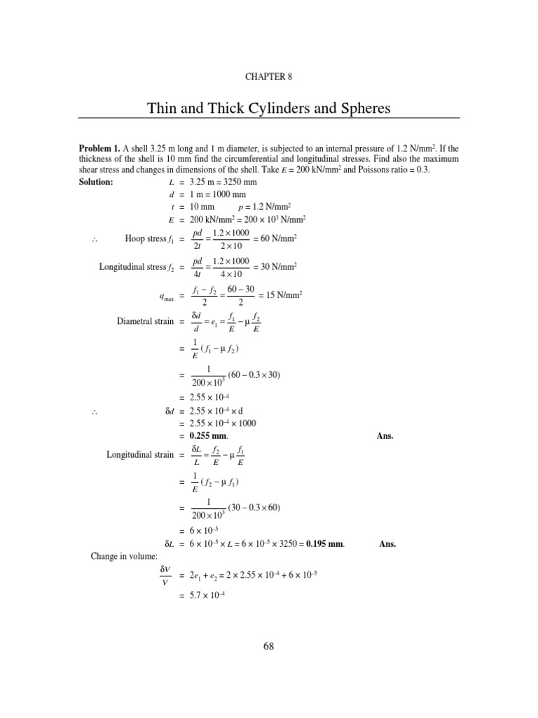 Thin and Thick Cylinders - Solved | PDF