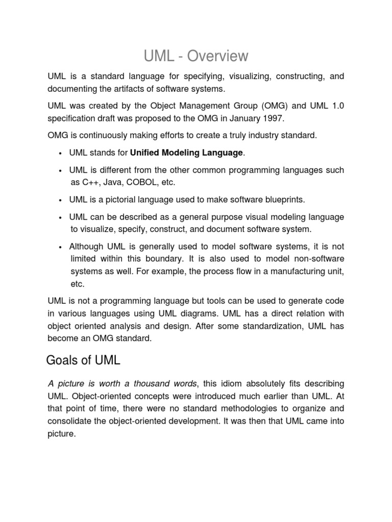 UML - Overview | PDF | Unified Modeling Language | Class (Computer ...