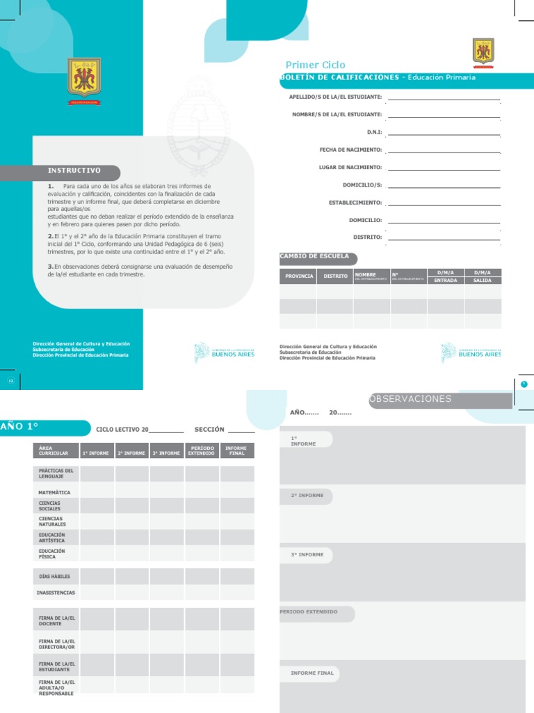Boletin - Primer Ciclo - A4 (1) BORRADOR | PDF | Educación primaria | Science