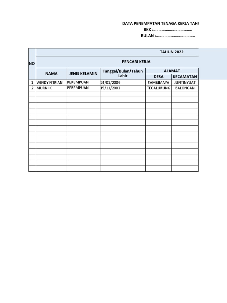 Form Penempatan BKK | PDF