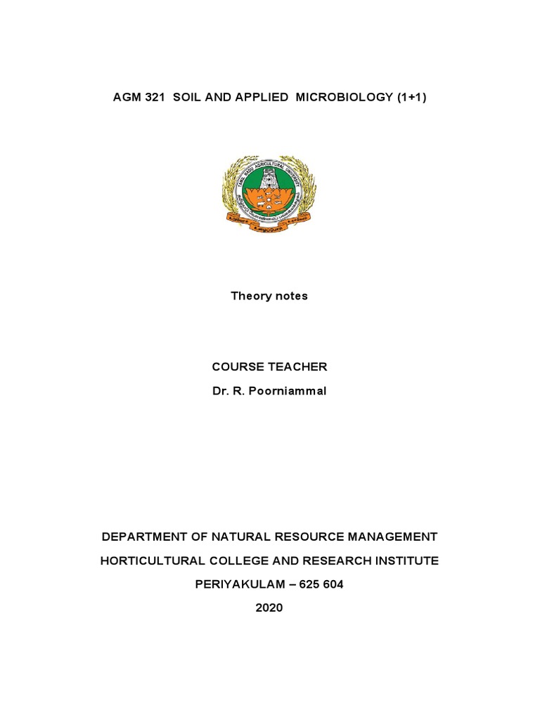 AGM 321 Theory Notes | PDF | Soil | Microorganism