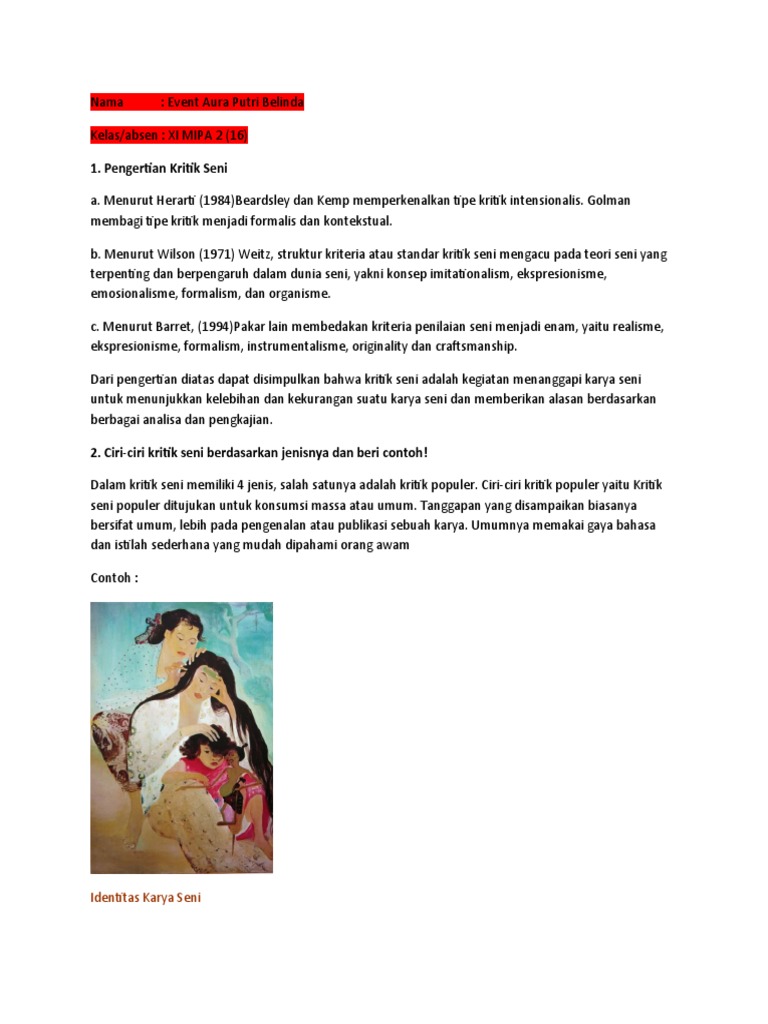 Event Aura Putri Belinda Xia2 (16) Kritik Tugas1 | PDF | Filsafat | Seni