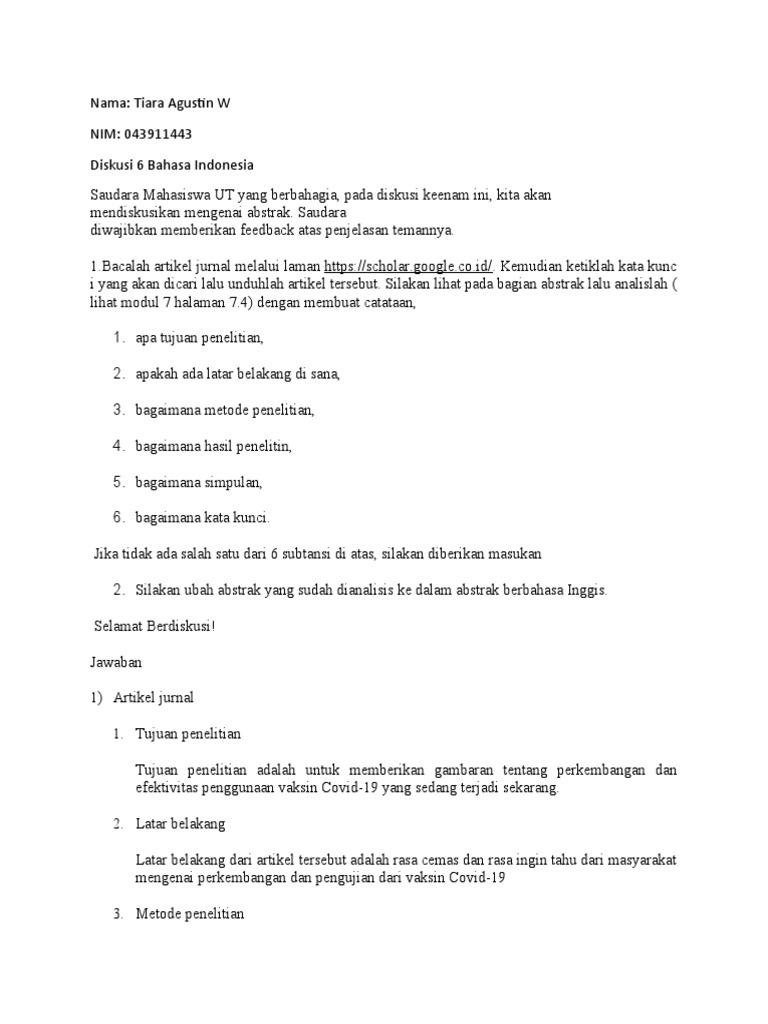 Diskusi 6 Bahasa Indonesia | PDF