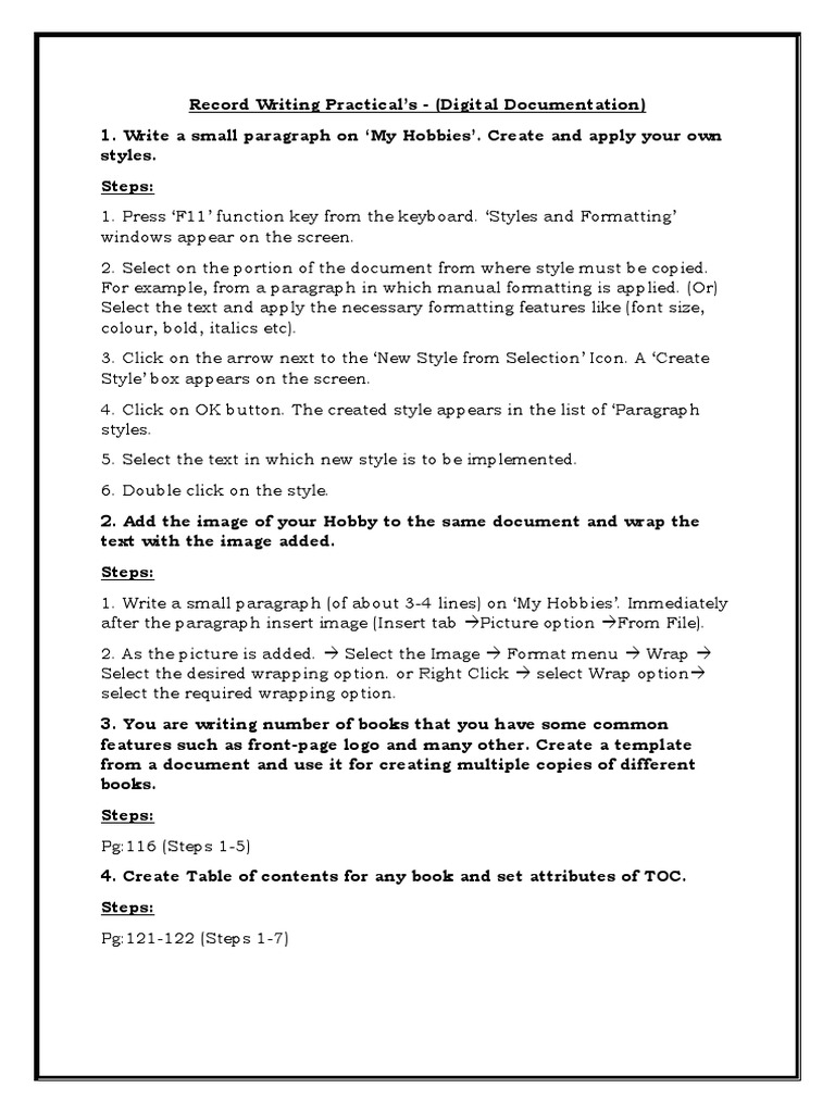 Record Writing - Practicals - Digital Documentation | PDF | Paragraph | Databases