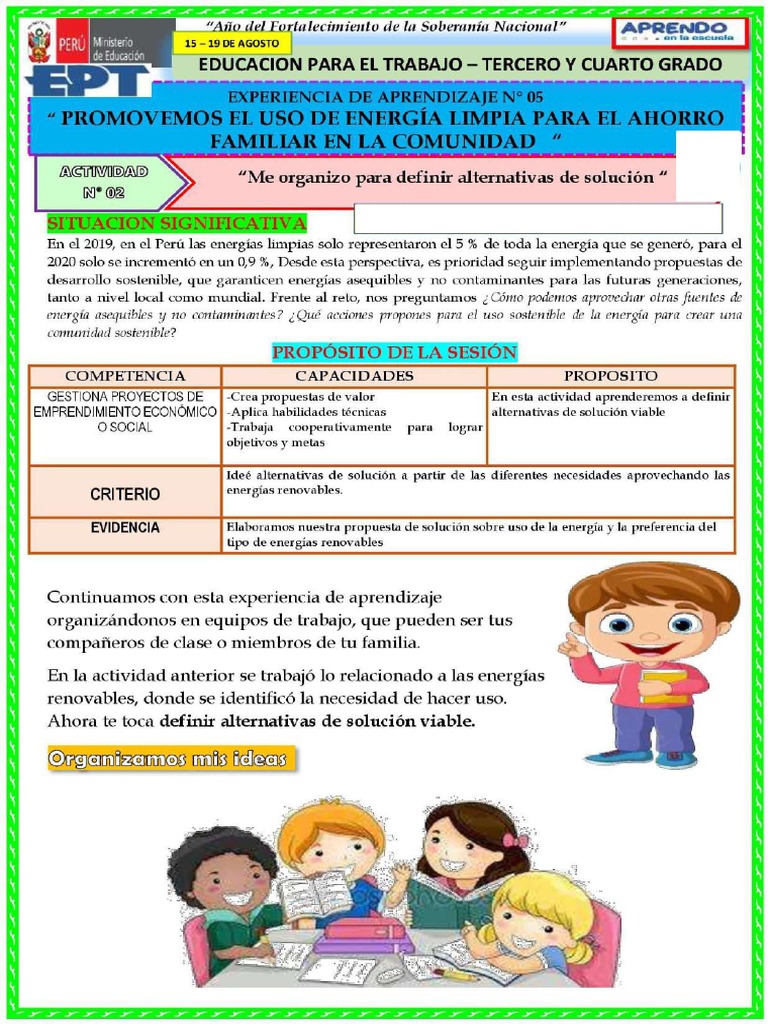 Experiencia de Aprendizaje #05 - Actividad #02 - 3ero y 4to - Ept - 00001 | PDF