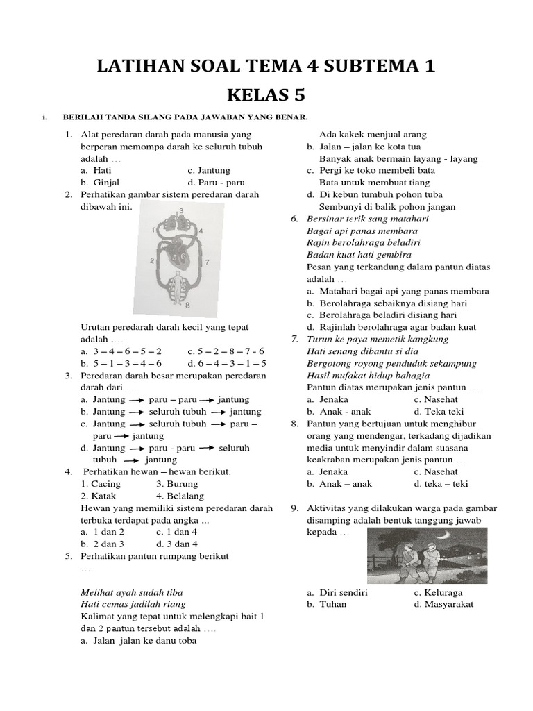 Latihan Soal Tema 4 Subtema 1 | PDF