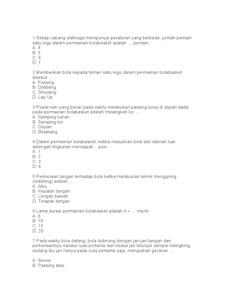 Soal Pjok Kelas 7 | PDF