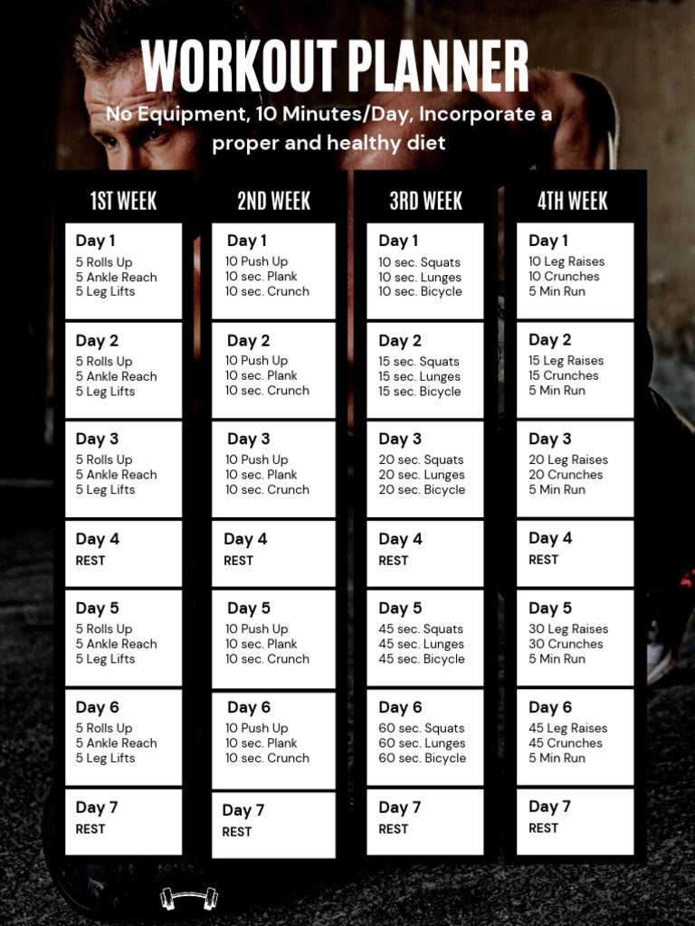 Sport Gym Workout Challenge Timetable Planner | PDF