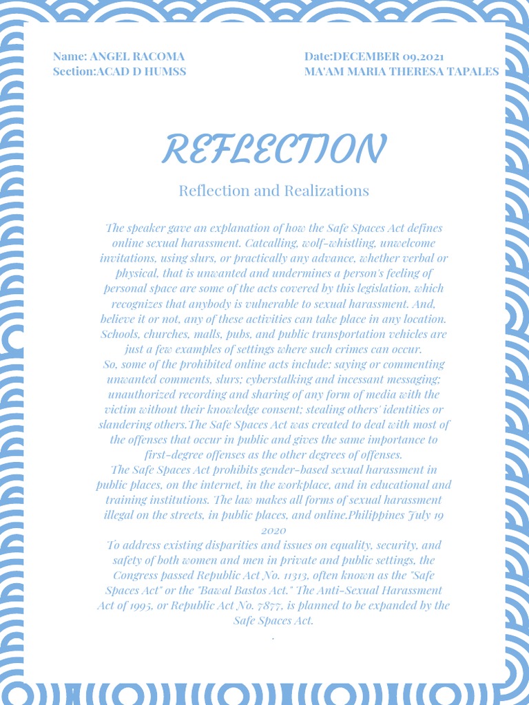Reflection Diss | PDF | Sexual Harassment | Crimes