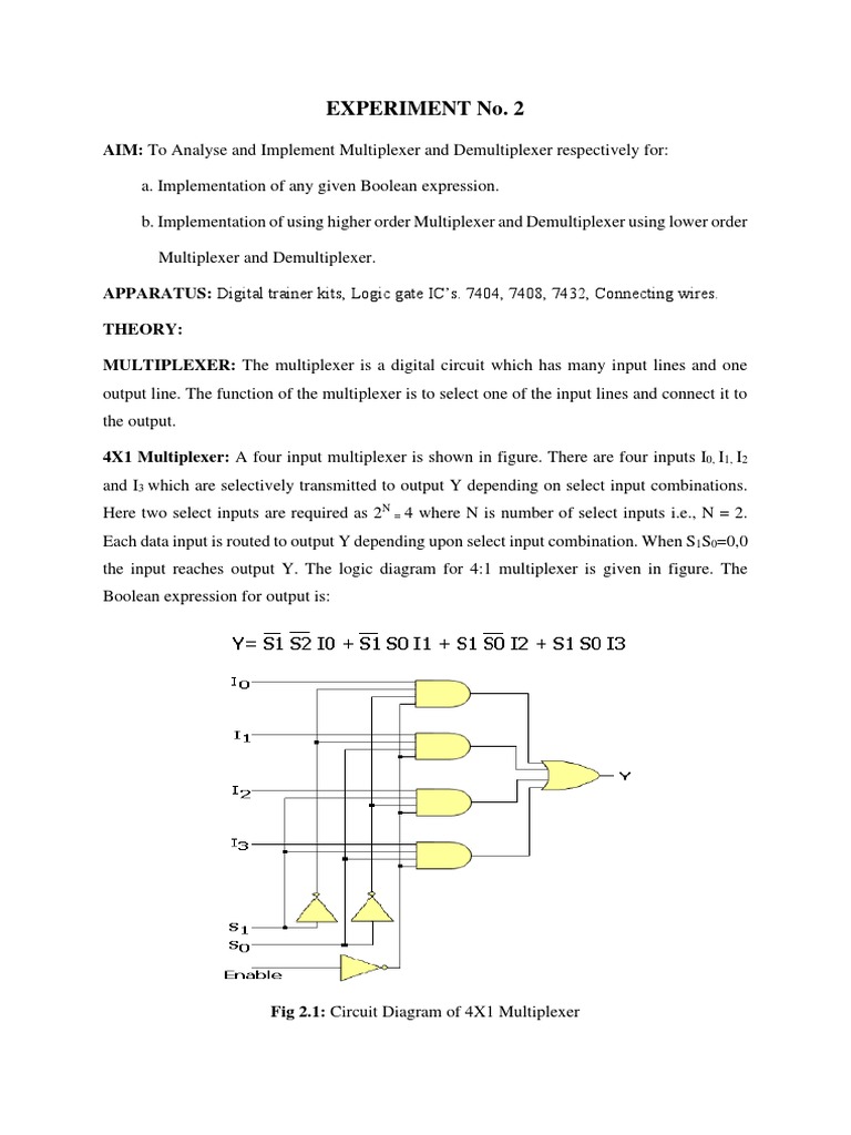 EXPERIMENT No 5 - MuX and DeMux | PDF | Electronic Engineering ...