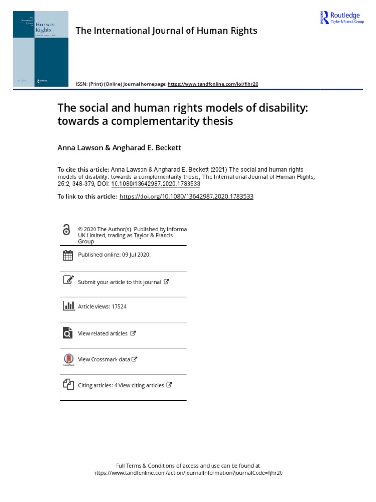 The Social and Human Rights Models of Disability Towards A ... The Social and Human Rights Models of Disability Towards A ...