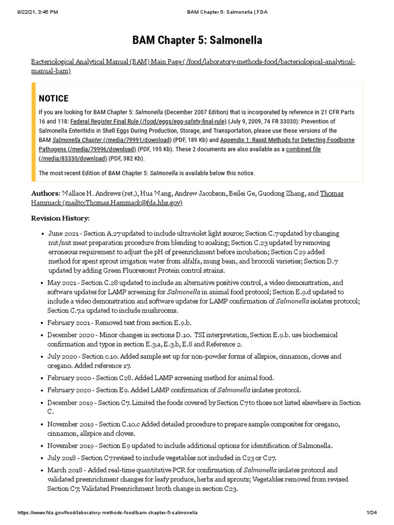BAM Chapter 5. Salmonella | PDF | Ph | Iodine