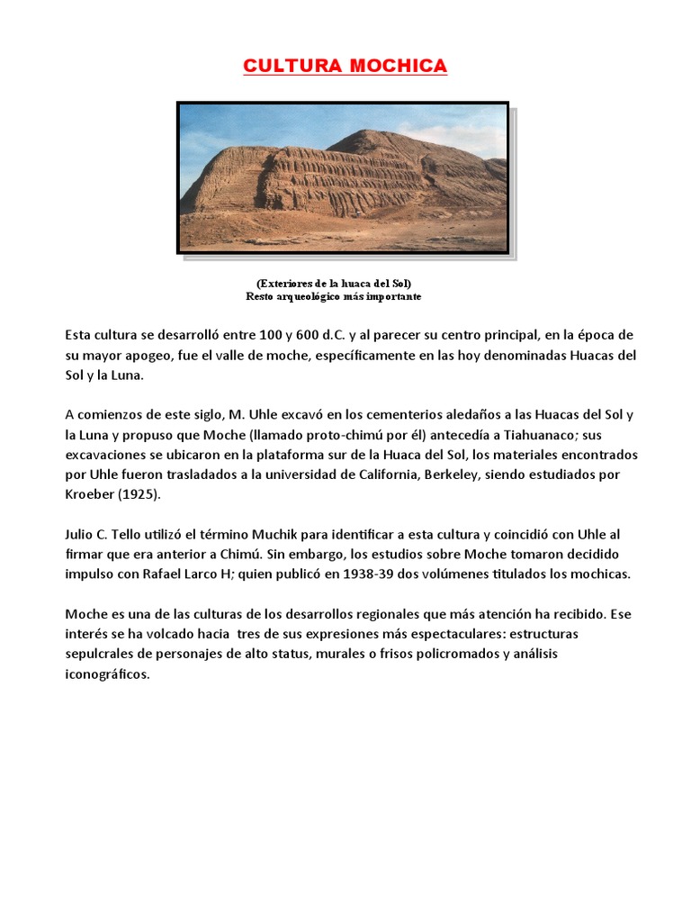 Cultura Mochica: (Exteriores de La Huaca Del Sol) Resto Arqueológico Más Importante de La ...