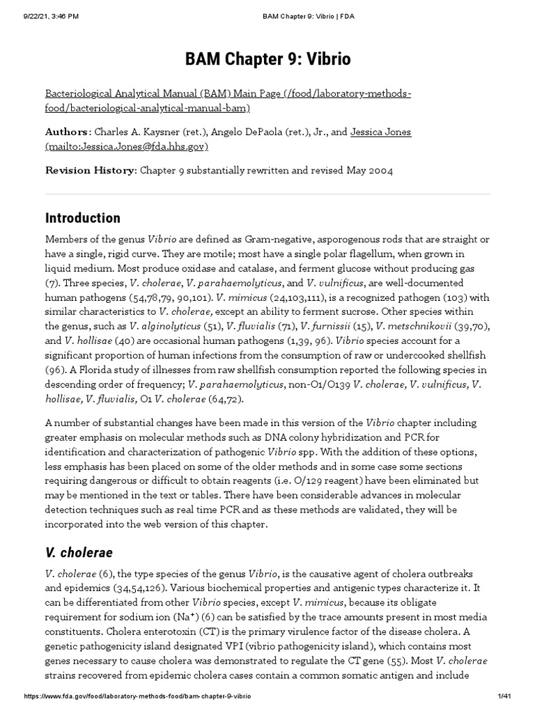 BAM Chapter 9. Vibrio | PDF | Science & Mathematics