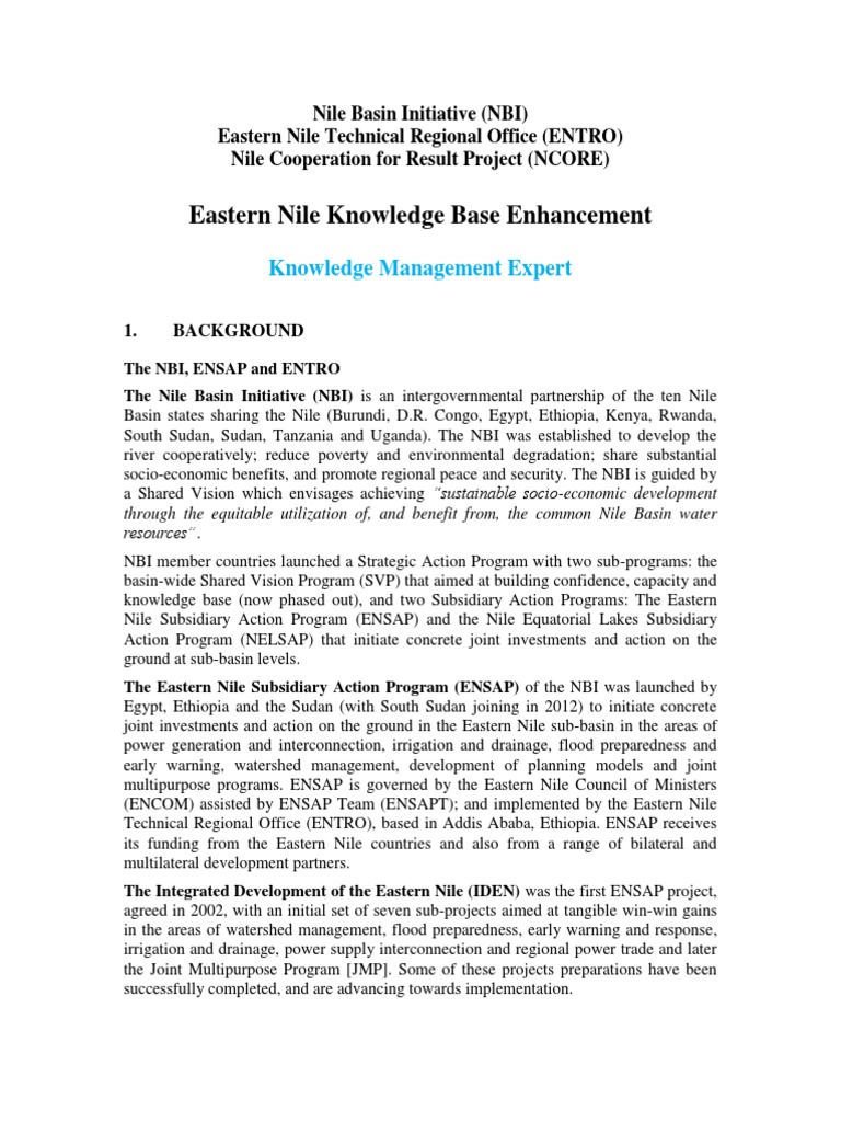 TOR - Eastern Nile Knowledge Management Expert (Knowledge Base Enhancement) Final | PDF ...