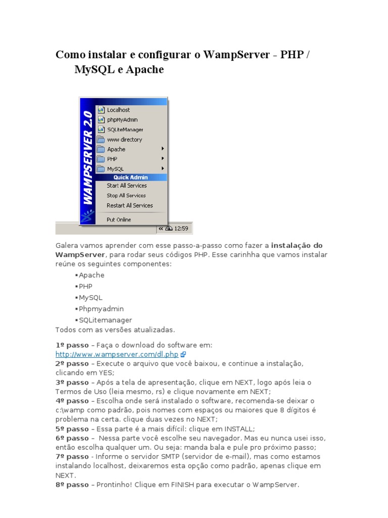 Como Instalar e Configurar o WampServer | PDF