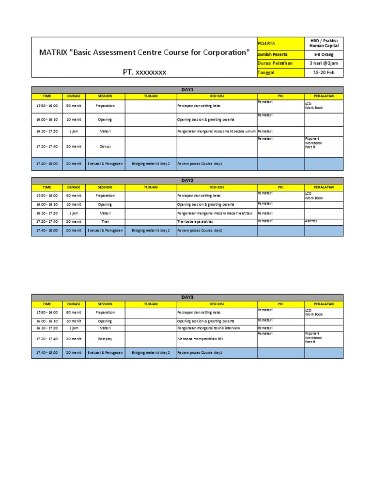 Contoh Matriks Training | PDF